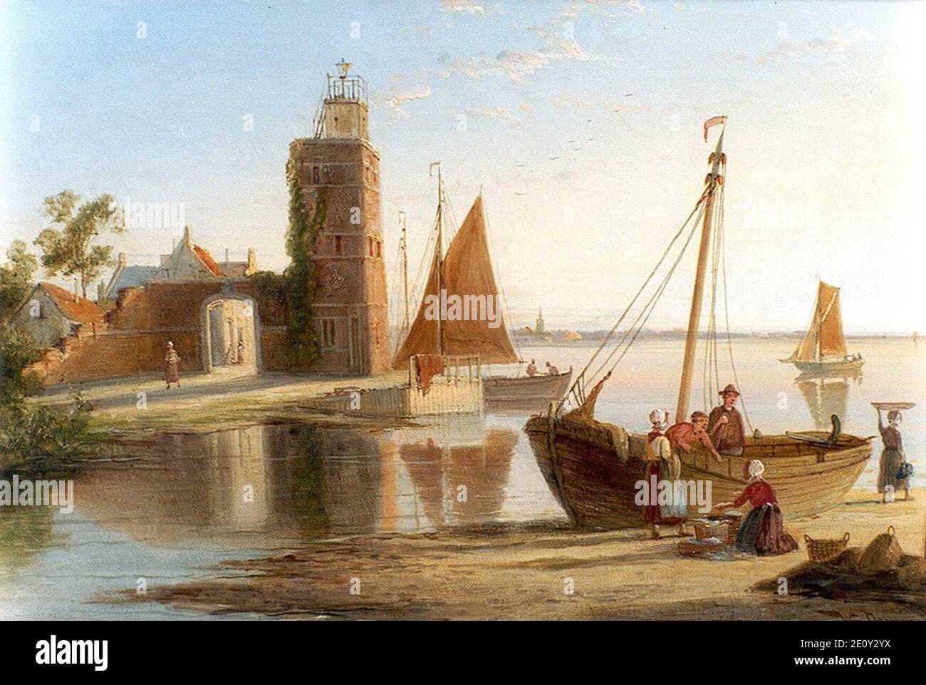 Lighthouse at Tholen by William Raymond Dommersen, circa 1890s Stock ...