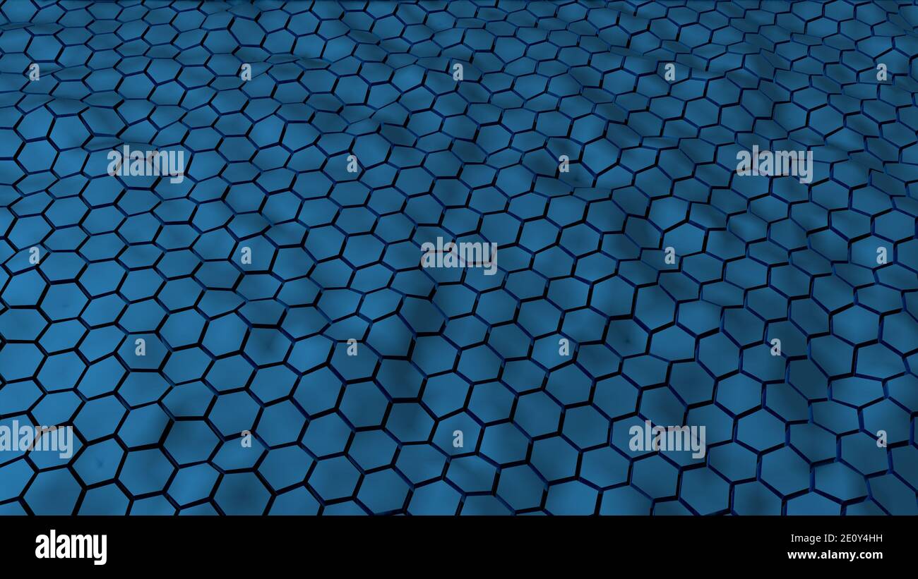 Abstract blue hexagonal geometry patterns with six sided polygon and ...