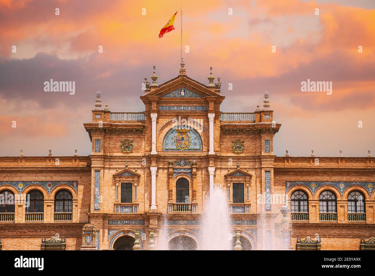 Seville, Spain. Famous landmark - Plaza de Espana in Seville, Andalusia ...