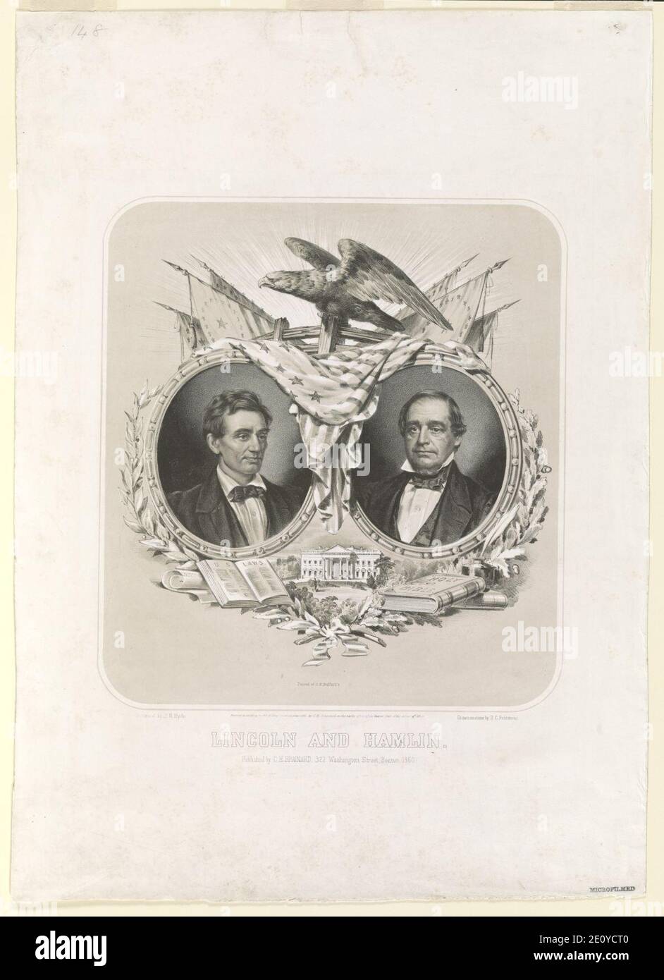 Lincoln and Hamlin - designed by J.N. Hyde ; drawn on stone by D ...