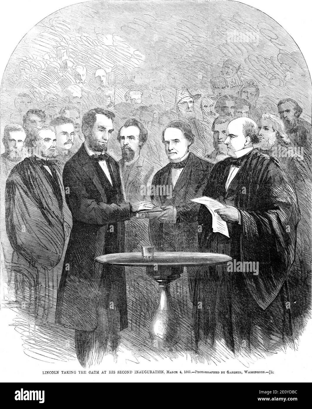 Lincoln taking the oath at his second inauguration Stock Photo - Alamy