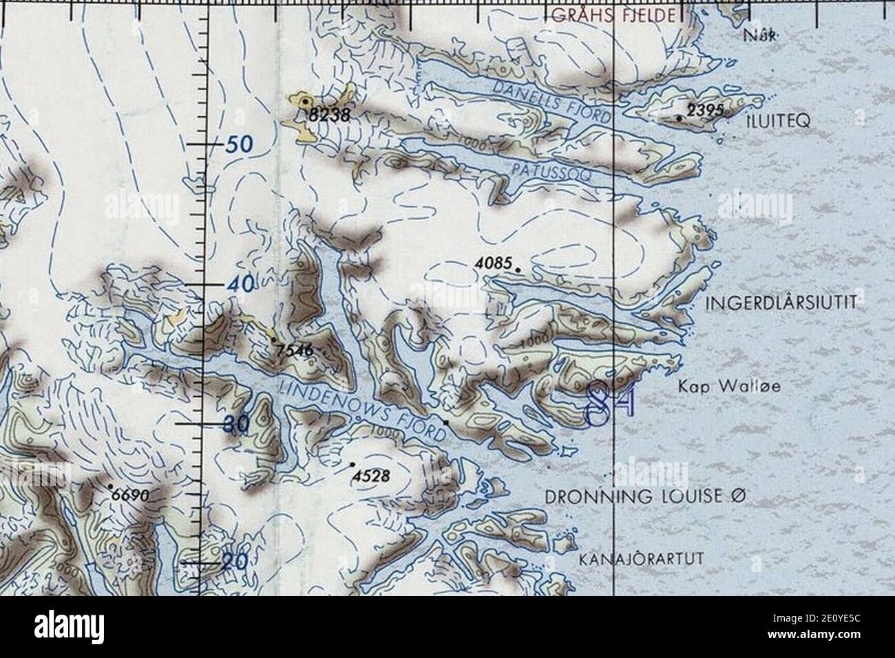 Lindenow-Greenland-onc d 16-map-section Stock Photo - Alamy