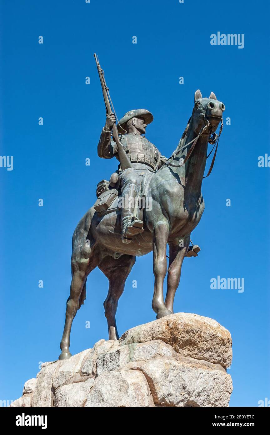 WINDHOEK, NAMIBIA - JUNE 09, 2012: View of the Reiterdenkmal, a German ...