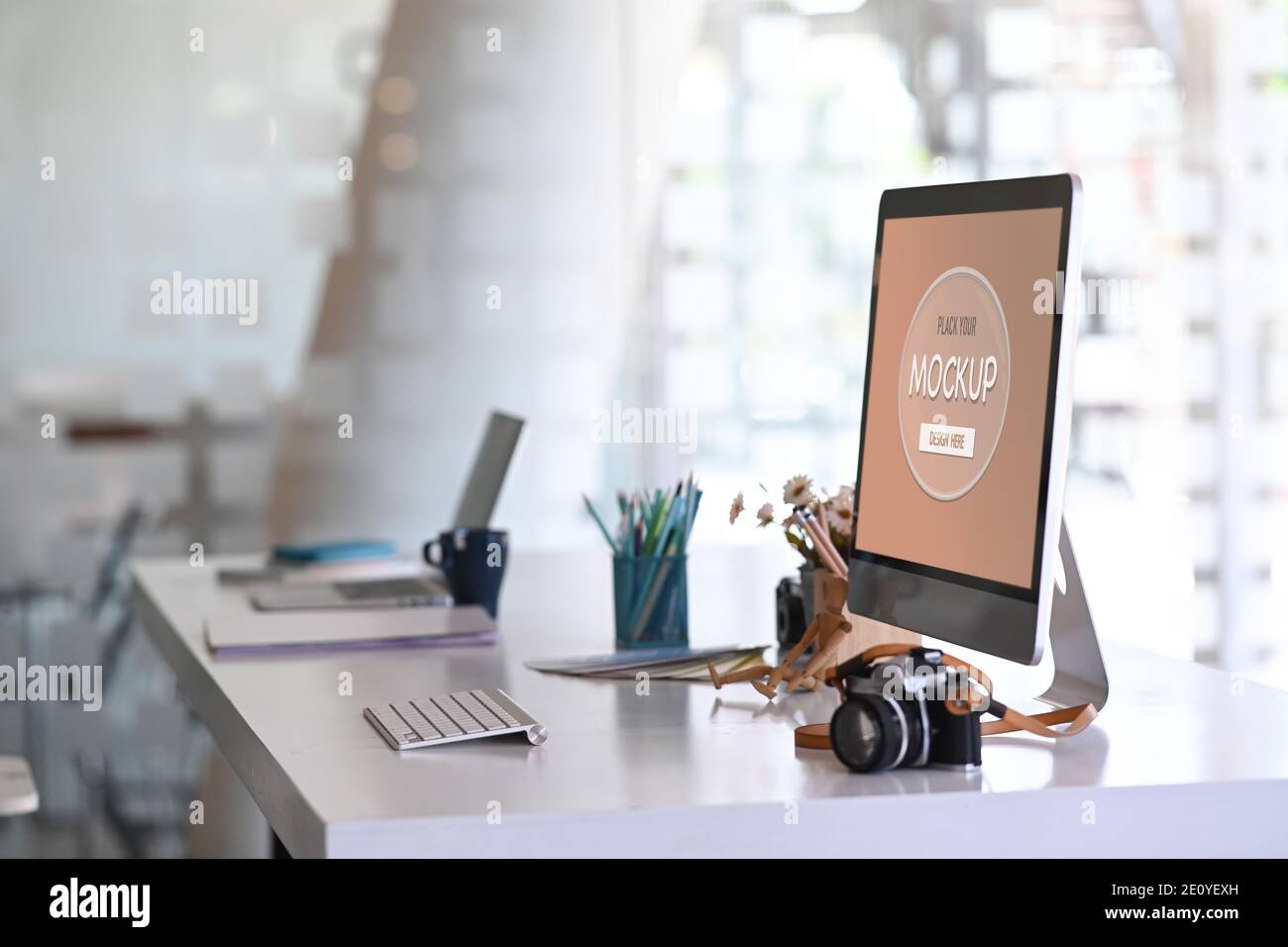 Side view of computer devices with blank screen for responsive web ...