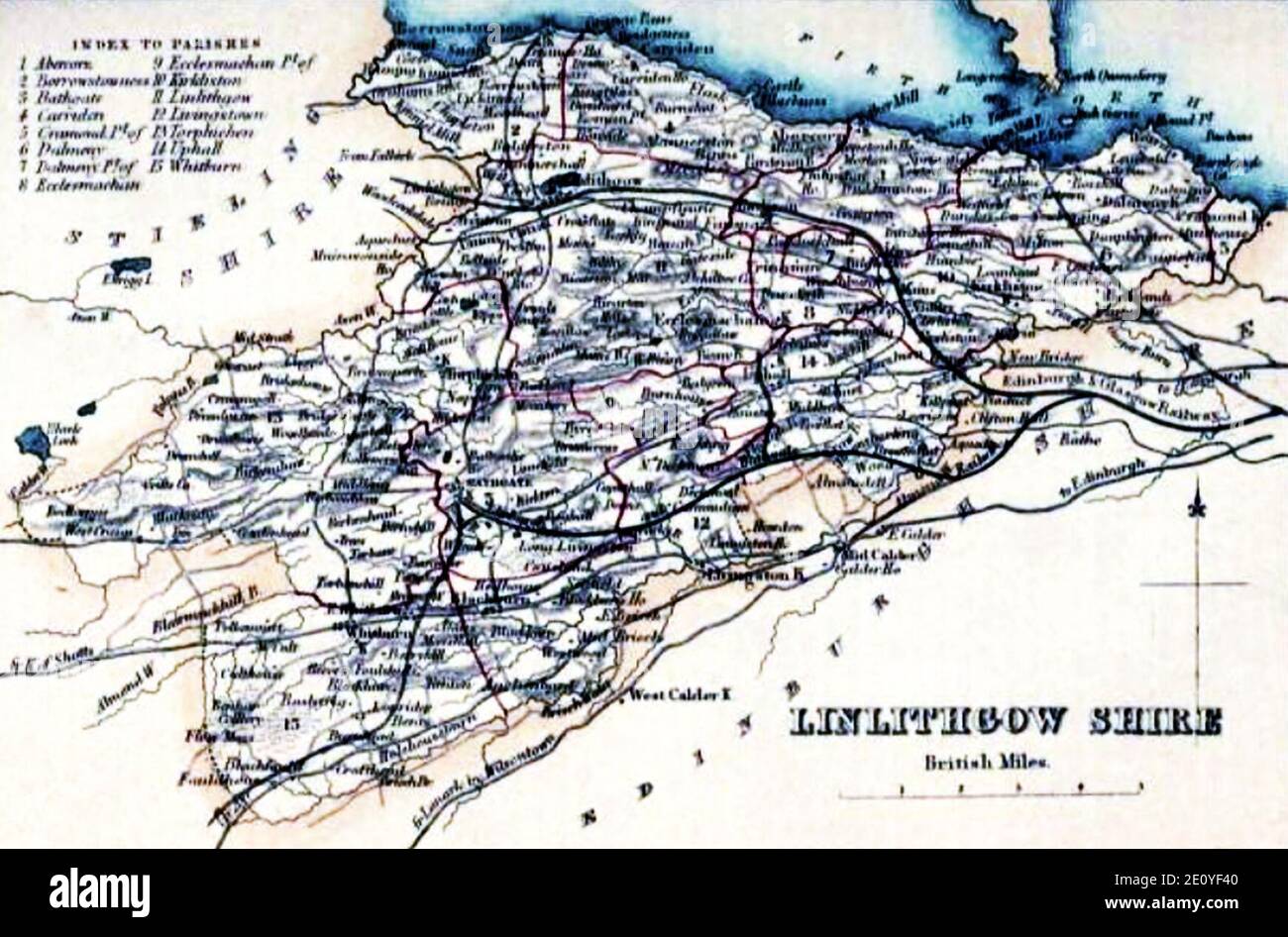 LINLITHGOWSHIRE Civil Parish map Stock Photo - Alamy