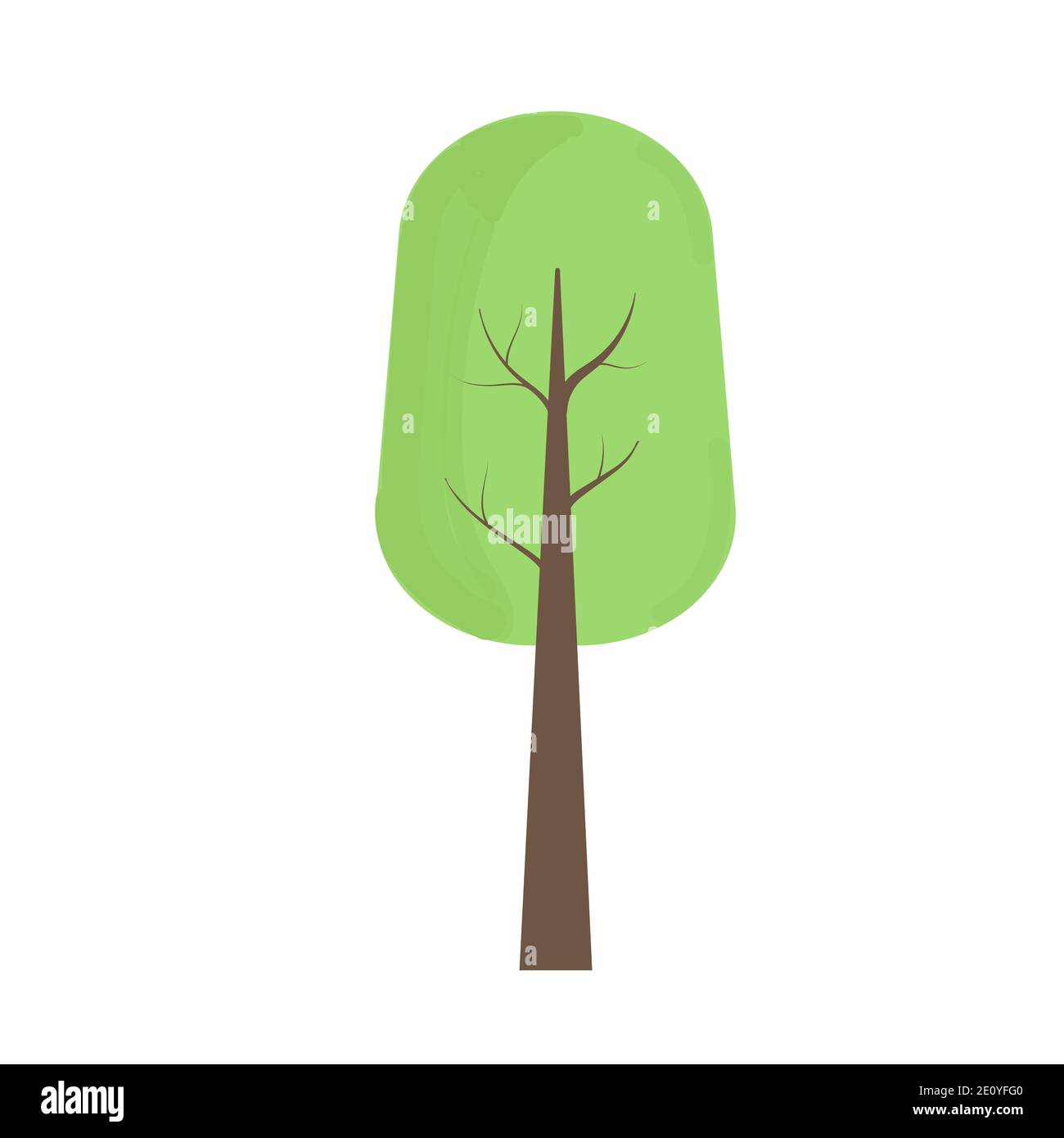 Hand drawn flat green tree. Simple vector illustration isolated on ...