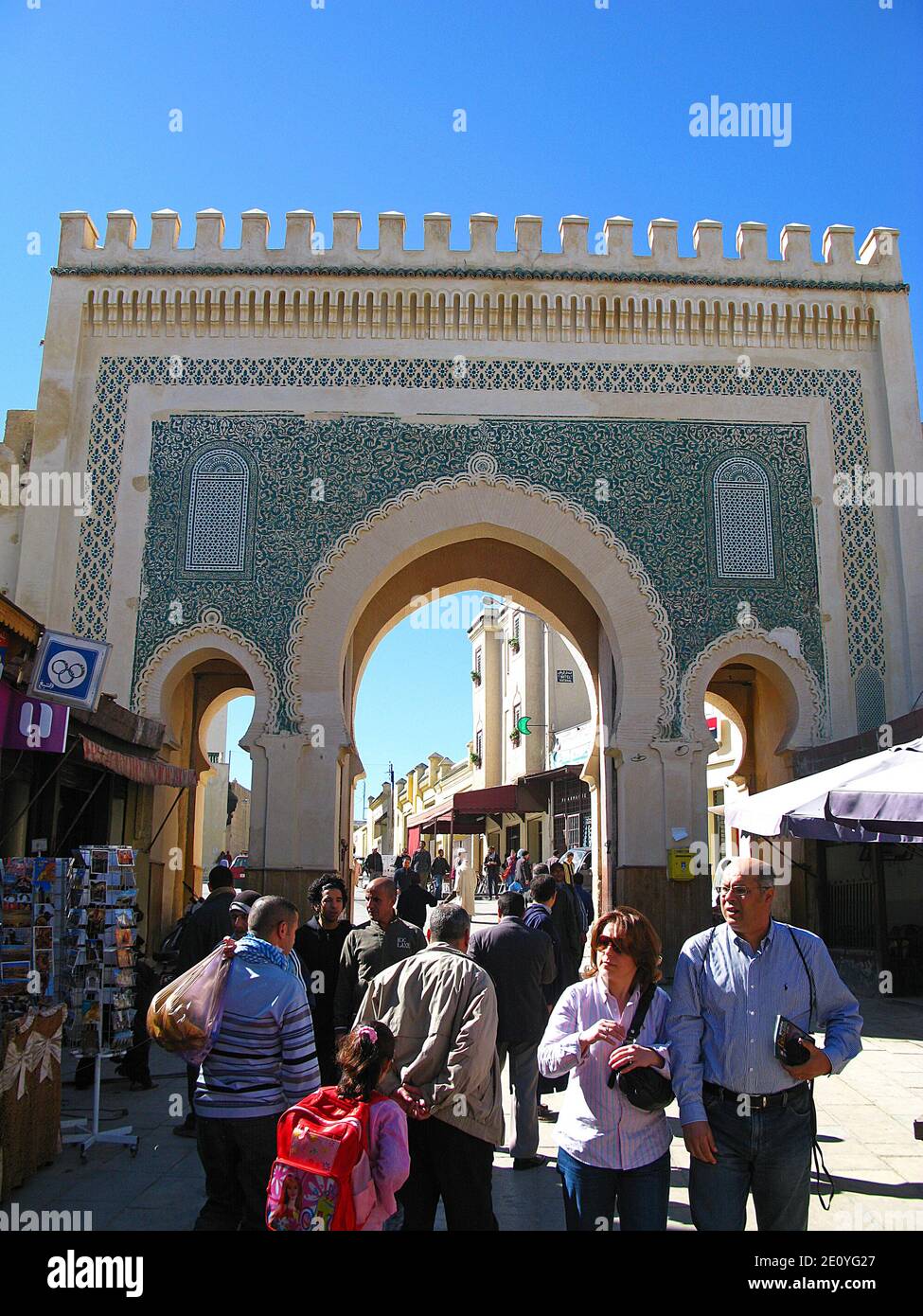 Famous town gate bab boujloud in the medina of fes hi-res stock ...
