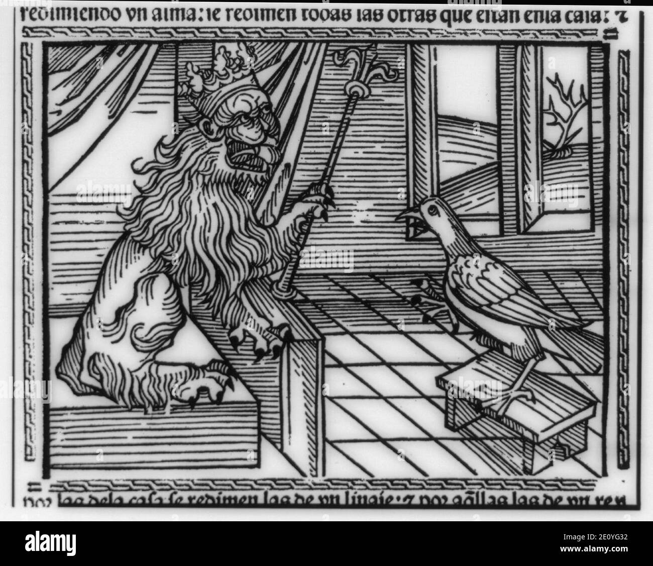 Lion and bird Stock Photo - Alamy