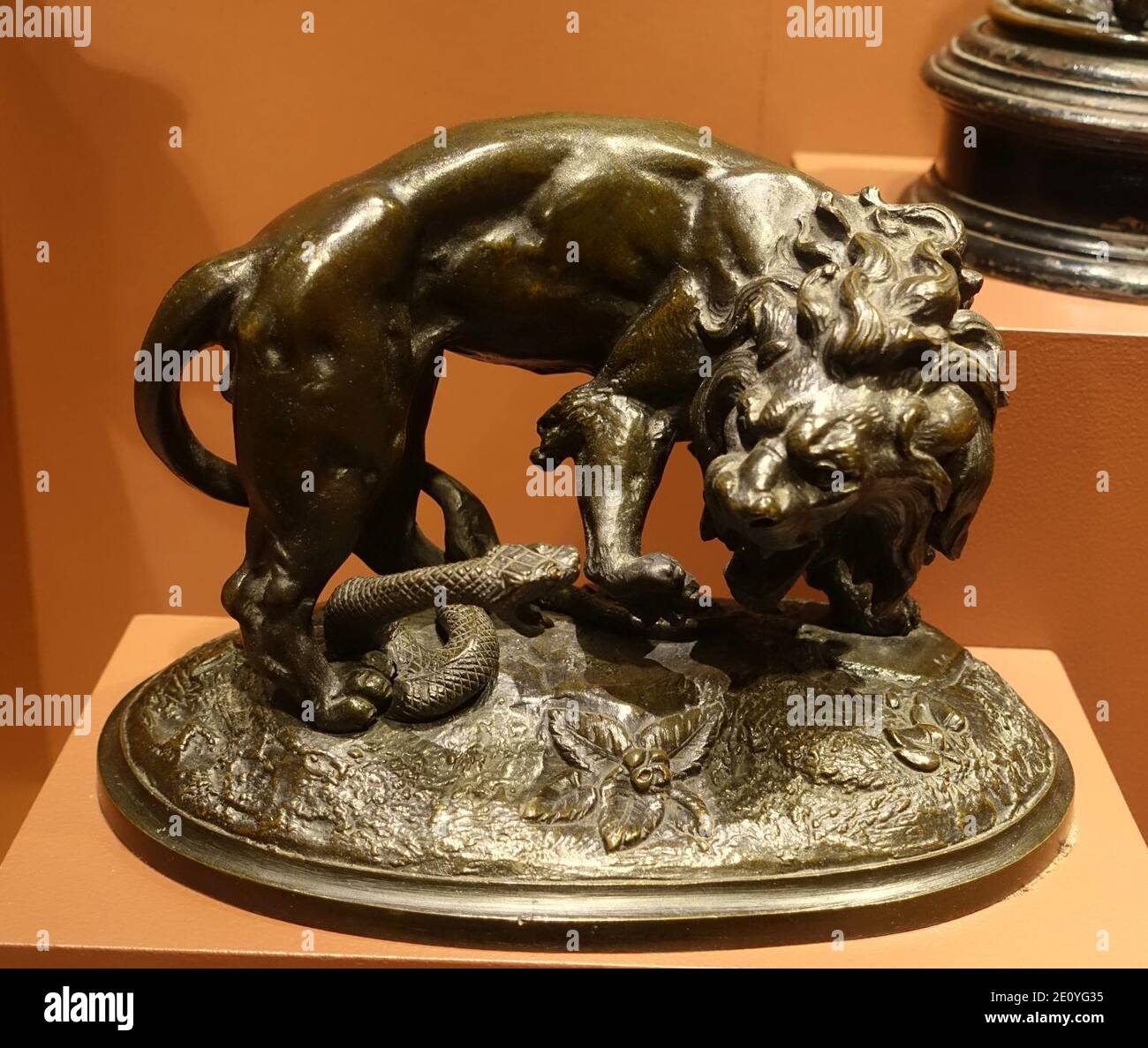 Lion Attacking a Serpent, perhaps by A. Bouché fils, undated, bronze ...