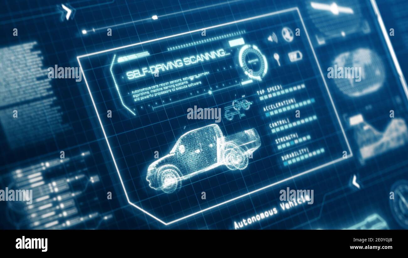 HUD self-driving vehicle pickup truck car specification scanning test ...