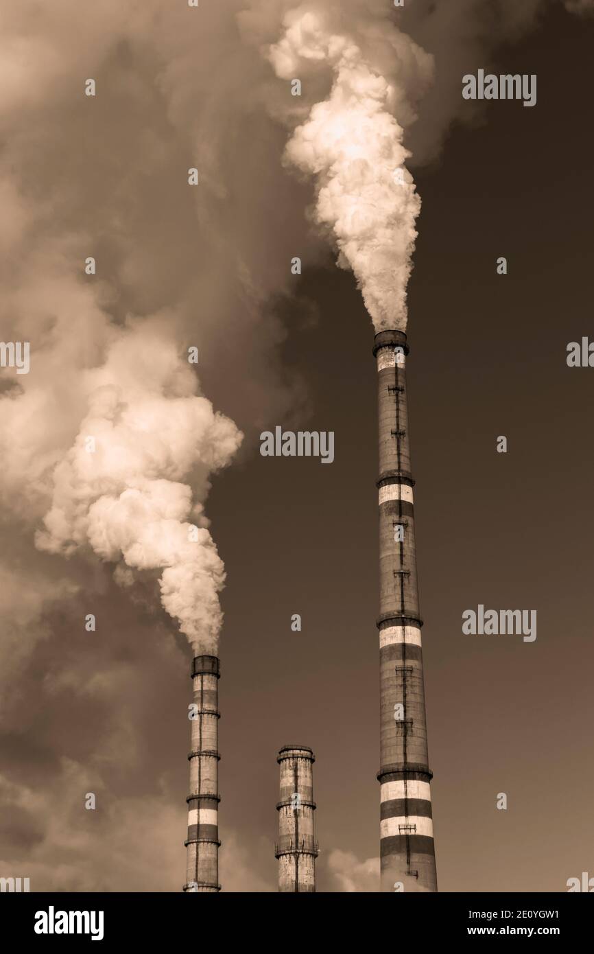 Black smoke rises from factory hi-res stock photography and images - Alamy
