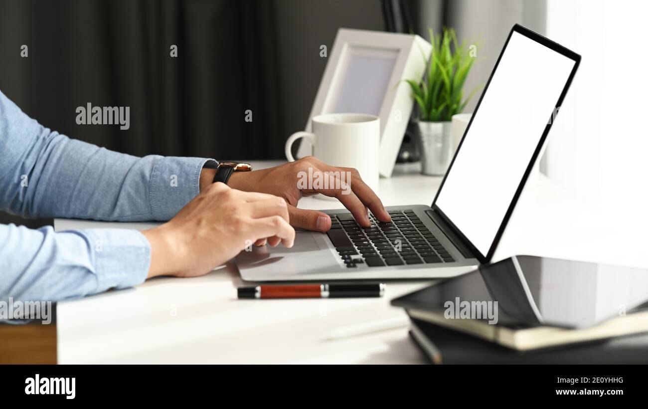 Close shot male hands typing hi-res stock photography and images - Alamy