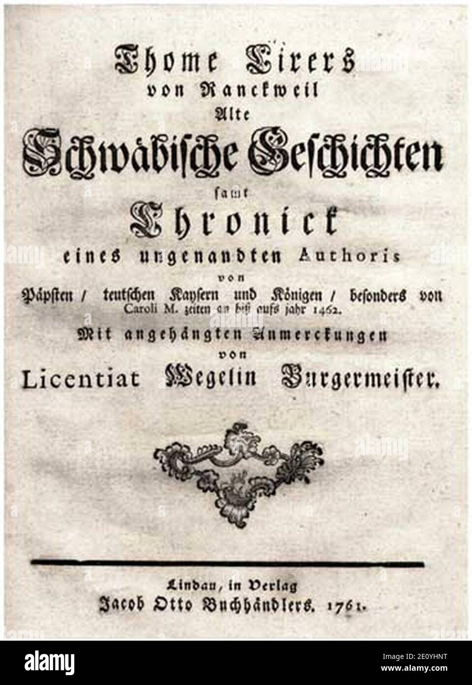 Lirer wegelin 1761 Stock Photo - Alamy