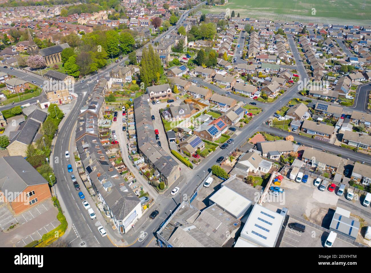Aerial photo of the village of Morley in Leeds UK, showing an aerial ...