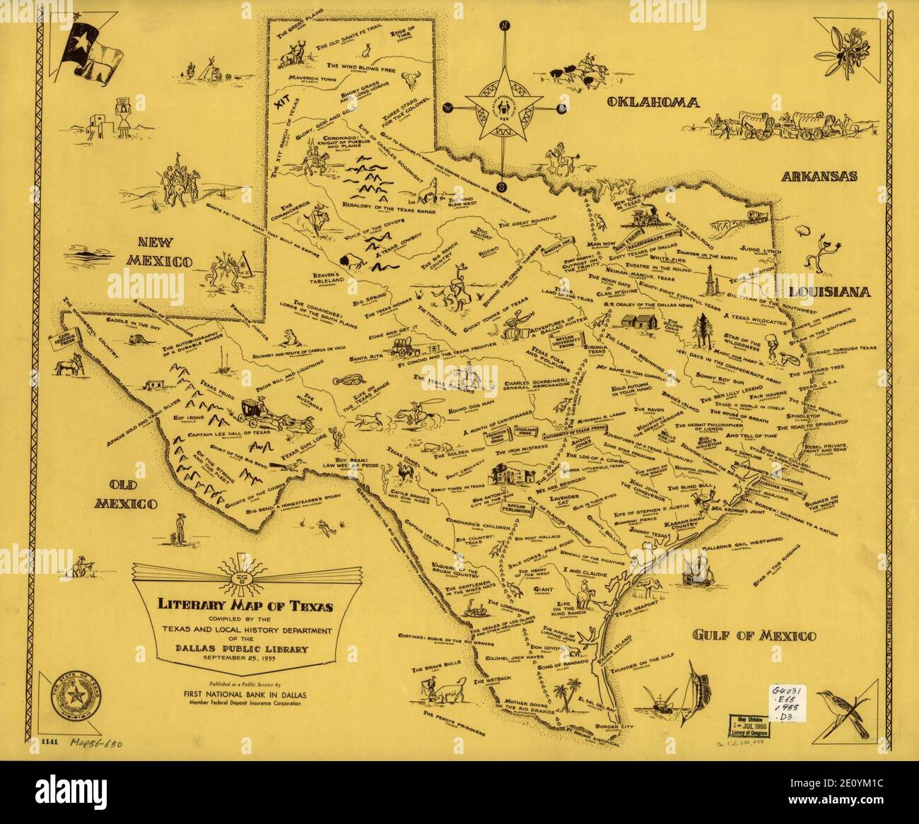 Literary map of Texas Stock Photo - Alamy