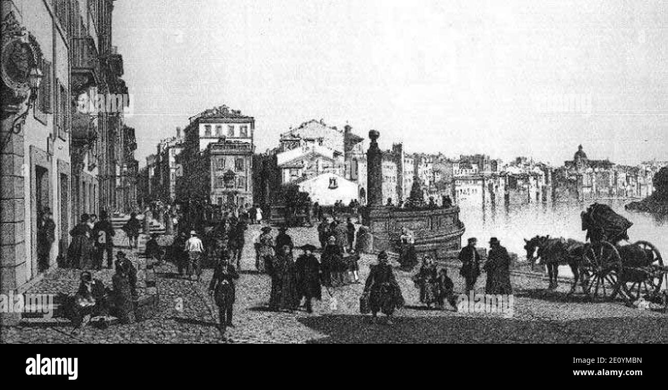 Lithograph of Porto di Ripetta by Philippe Benoist (Rome dans sa ...