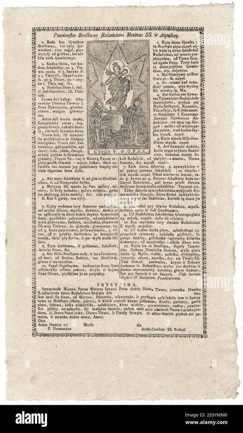 Lithuanian text with the duties and the oath of the Confraternity of ...