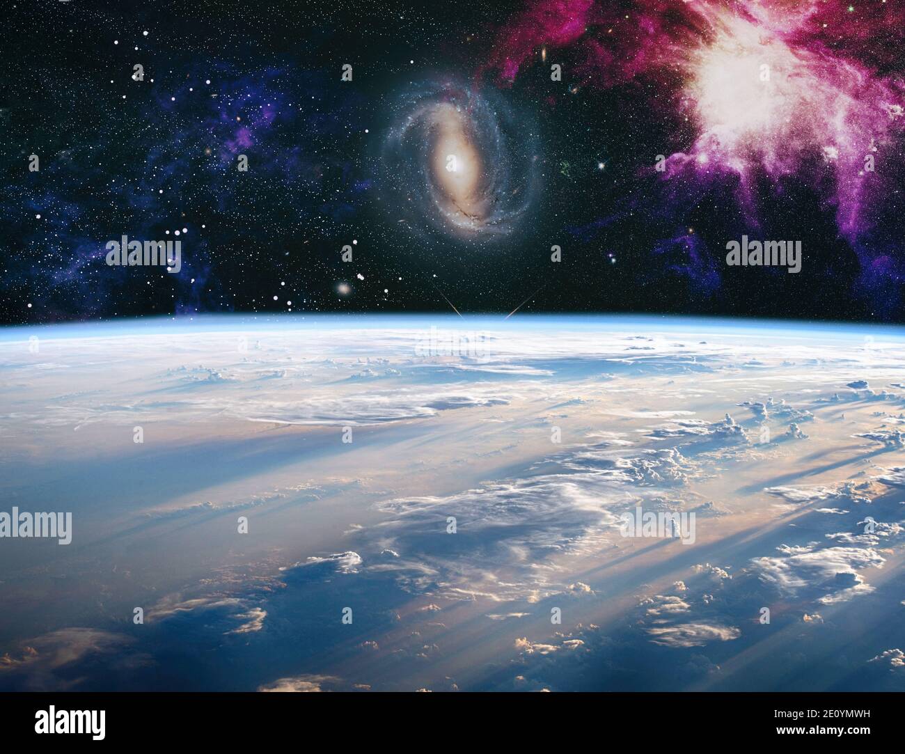 View from earth to beautiful space, landscape of space . Starry outer ...