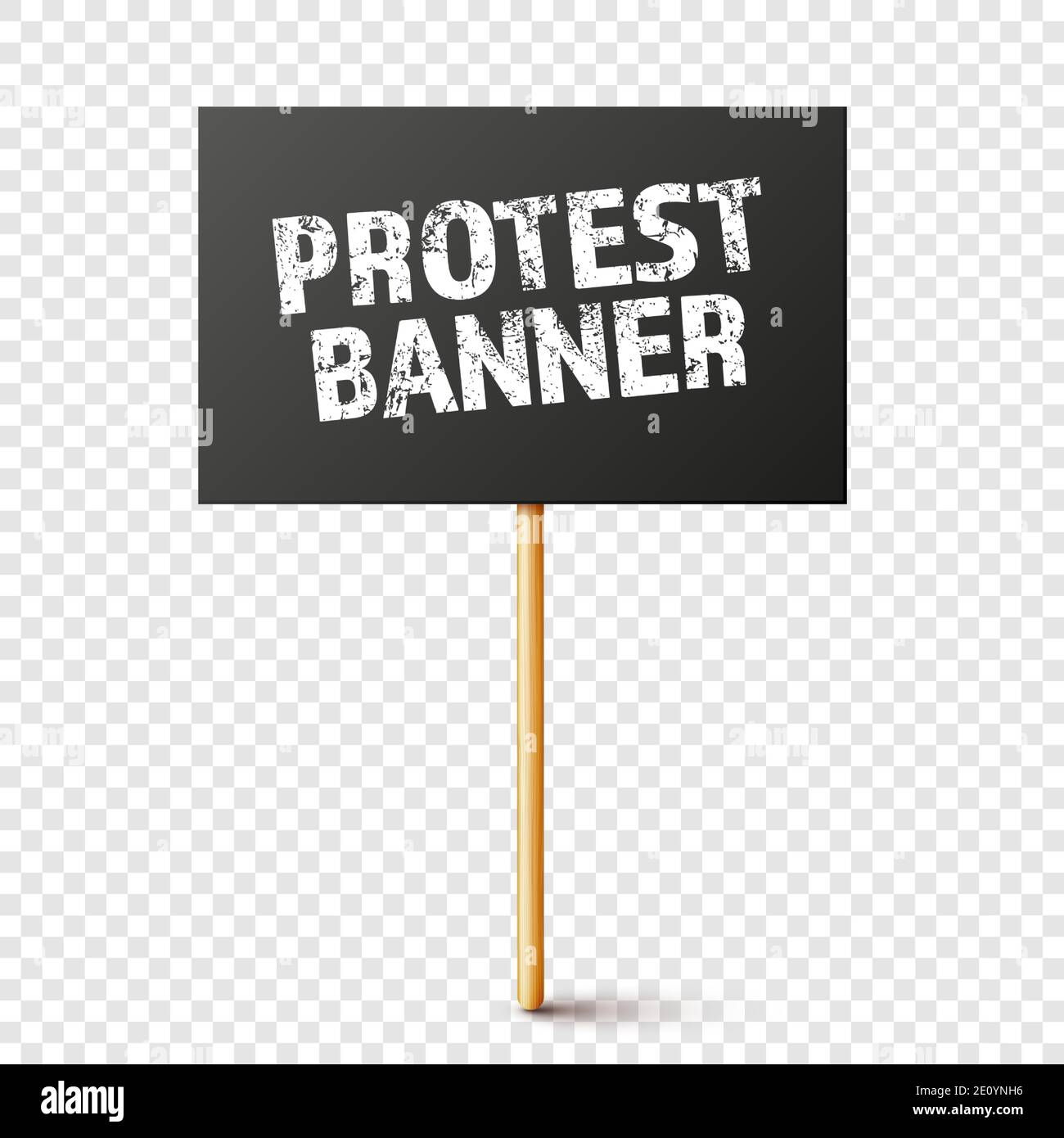 Blank black protest sign with wooden holder. Realistic vector ...