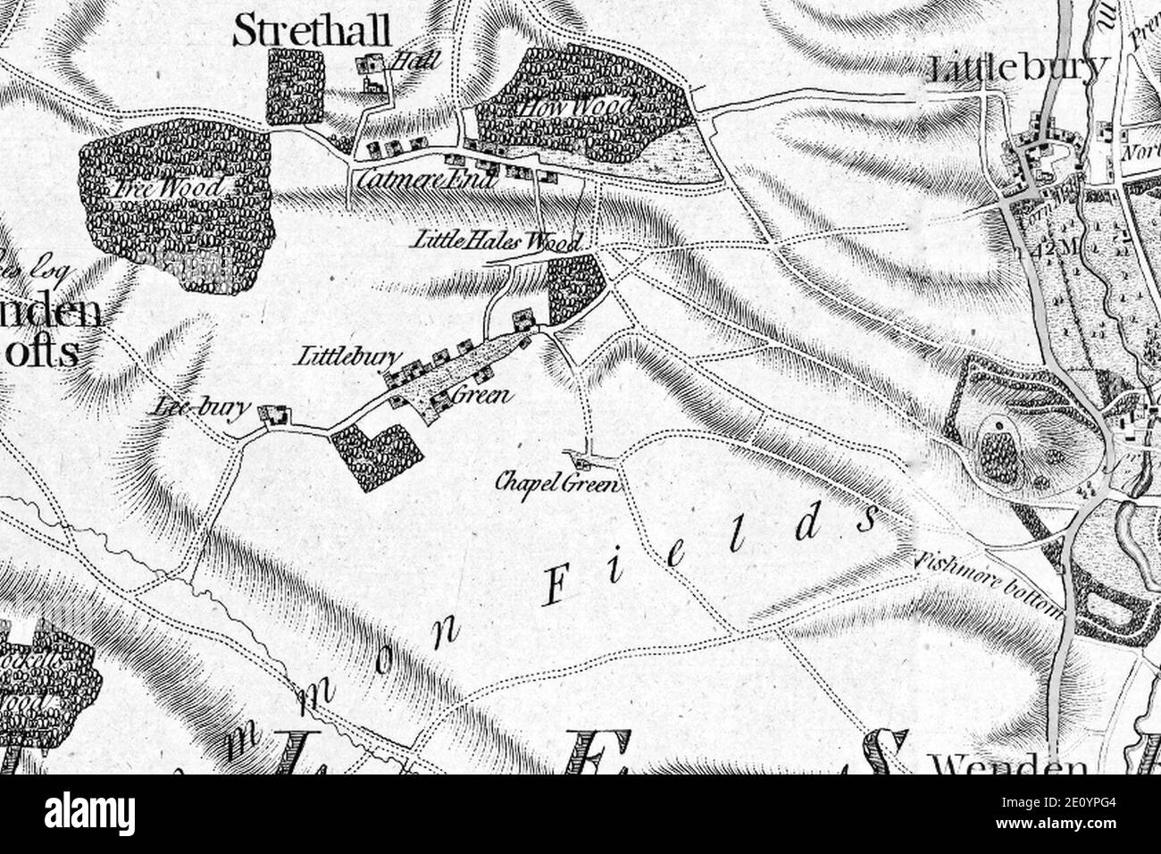 Littlebury parish, Chapman and Andre map, 1777, 3-2 Stock Photo - Alamy