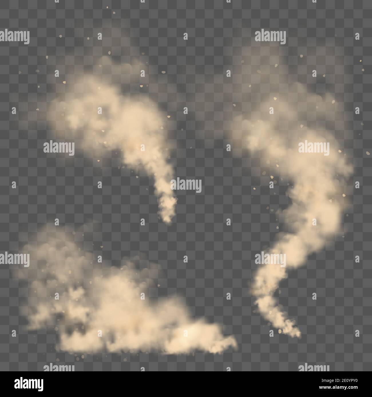 Realistic dust clouds. Road sand storm. Polluted dirty brown air with ...