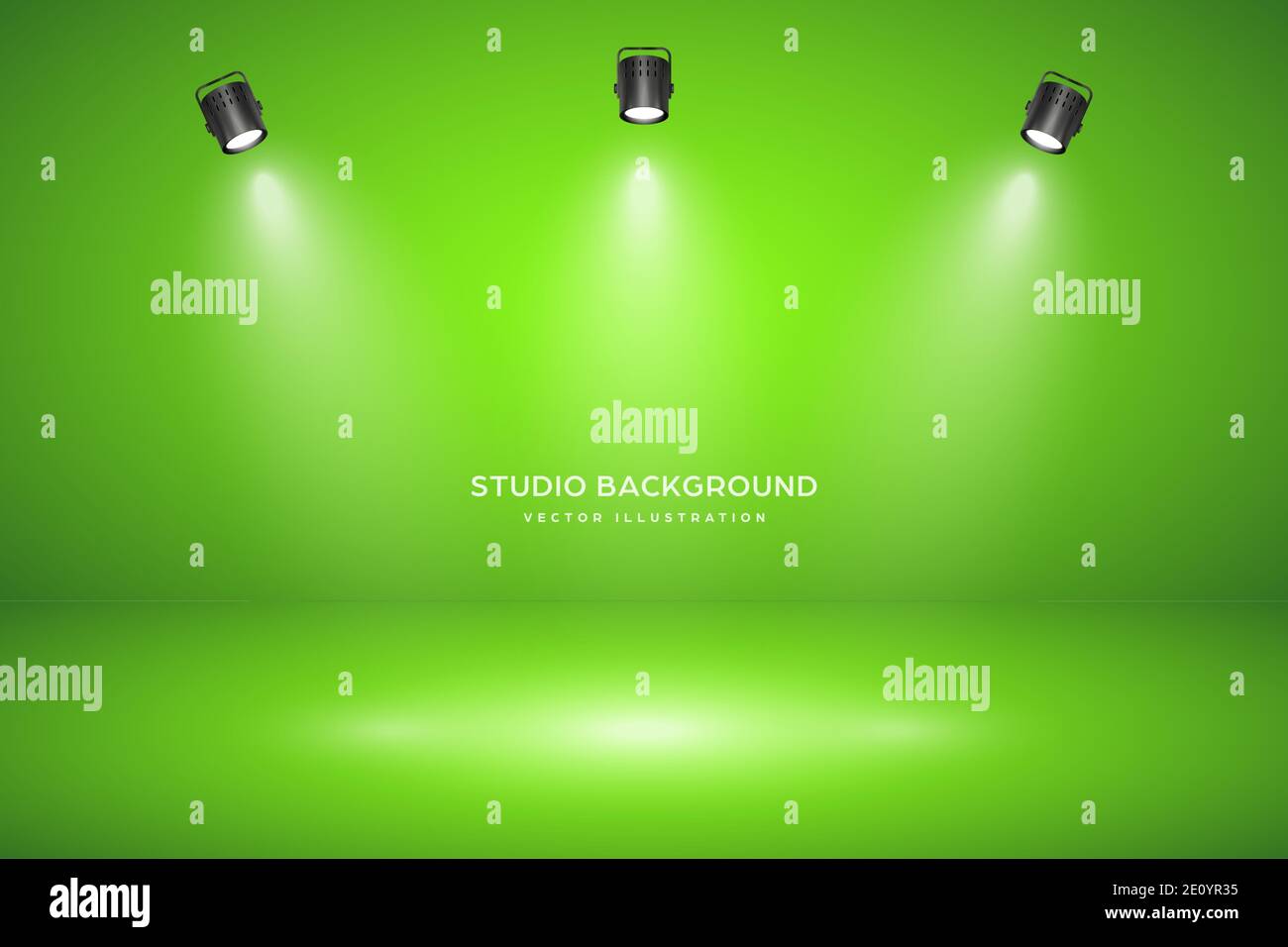 Empty green studio abstract background with spotlight effect. Product ...