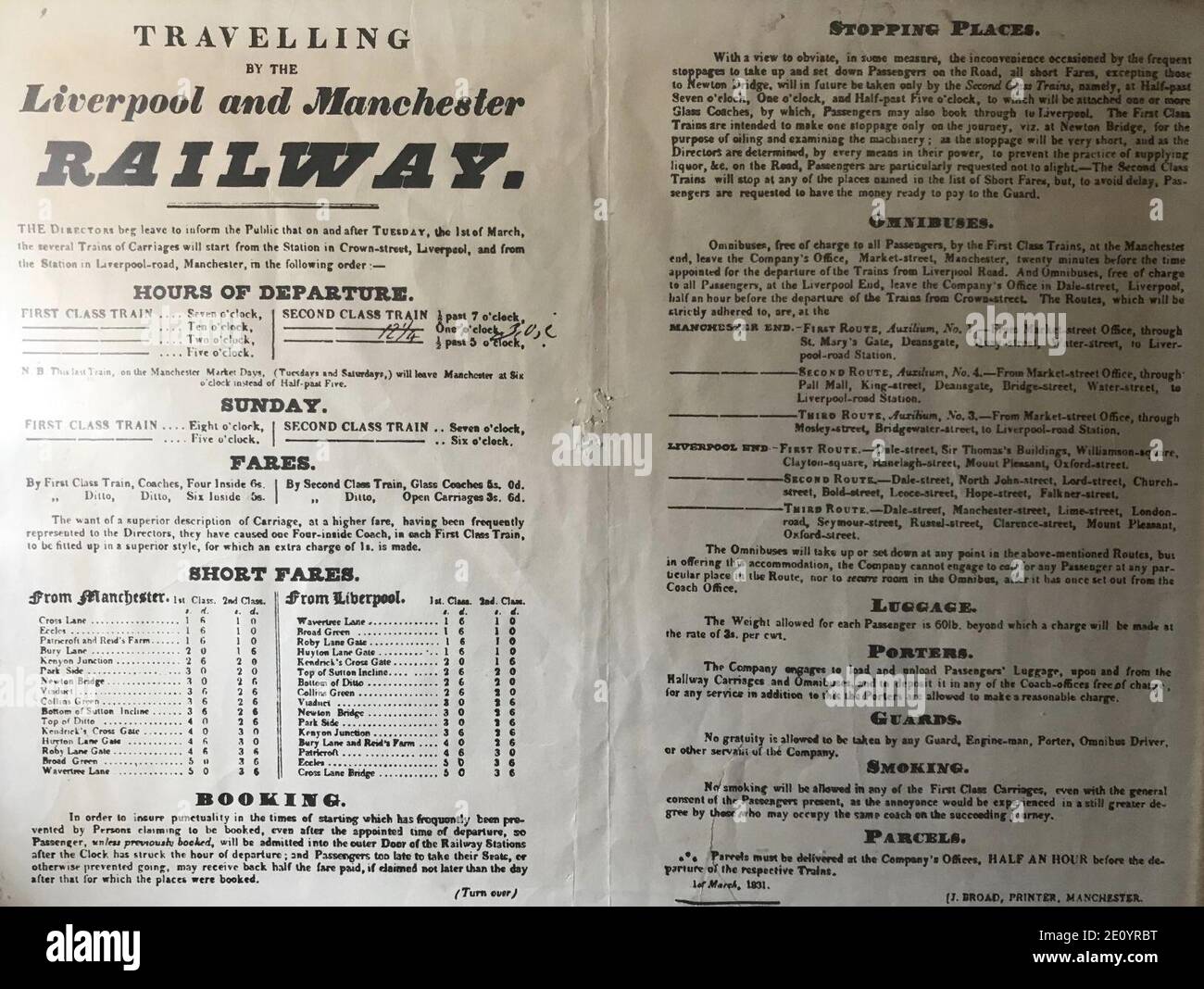 Liverpool and Manchester Railway 1831 billboard Stock Photo - Alamy