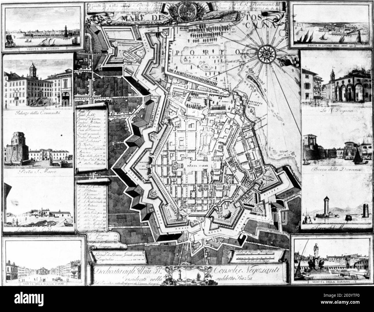 Livorno map of the town (1790) by Antonio Piemontesi 01 Stock Photo - Alamy