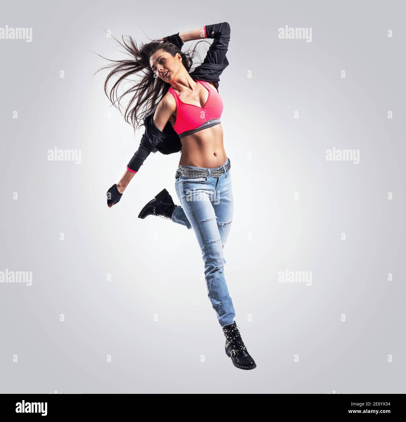 Young, pretty dancer wearing the rebelious outfit Stock Photo - Alamy