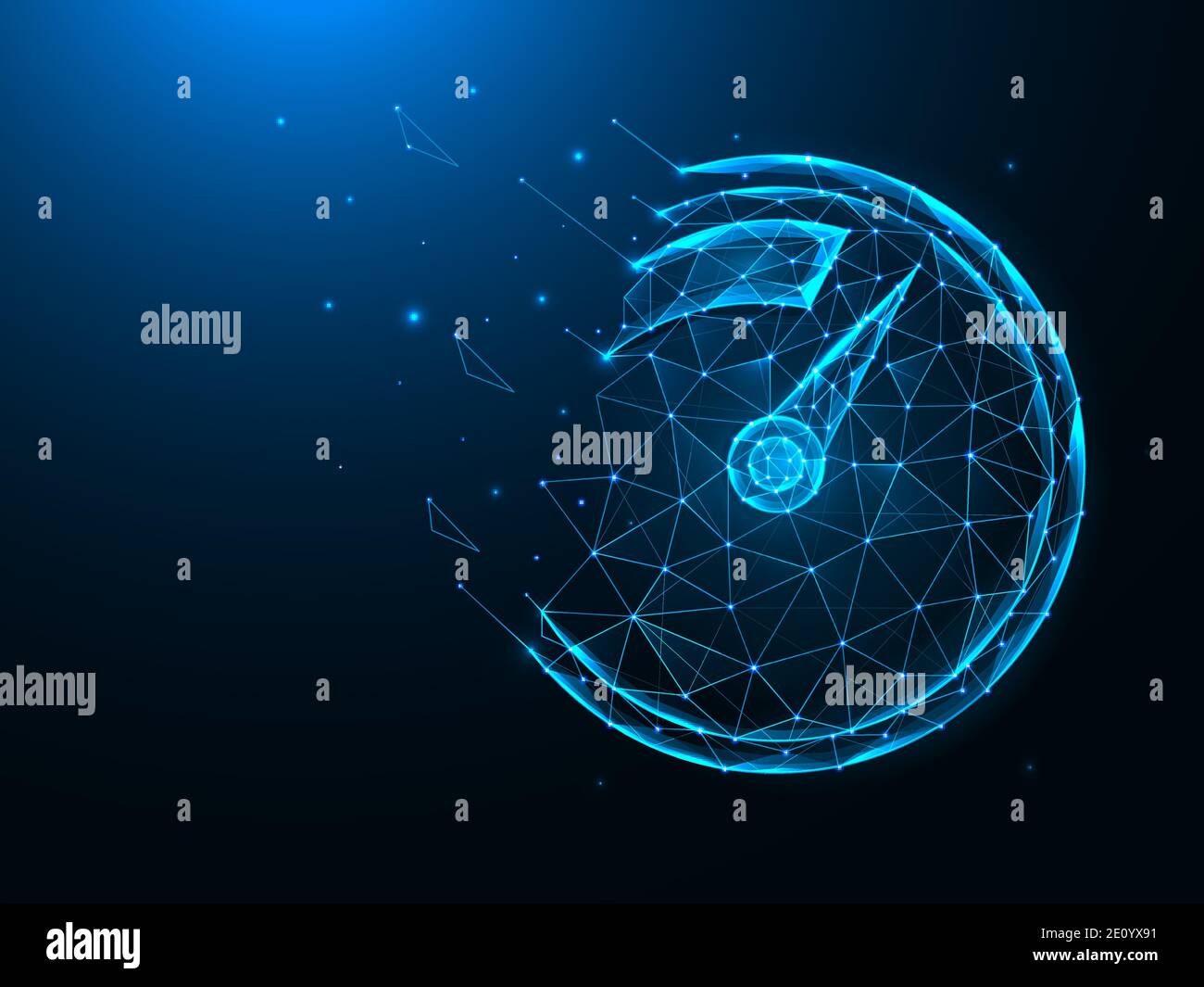 Speedometer with destruction effect low poly art. Gauge polygonal ...