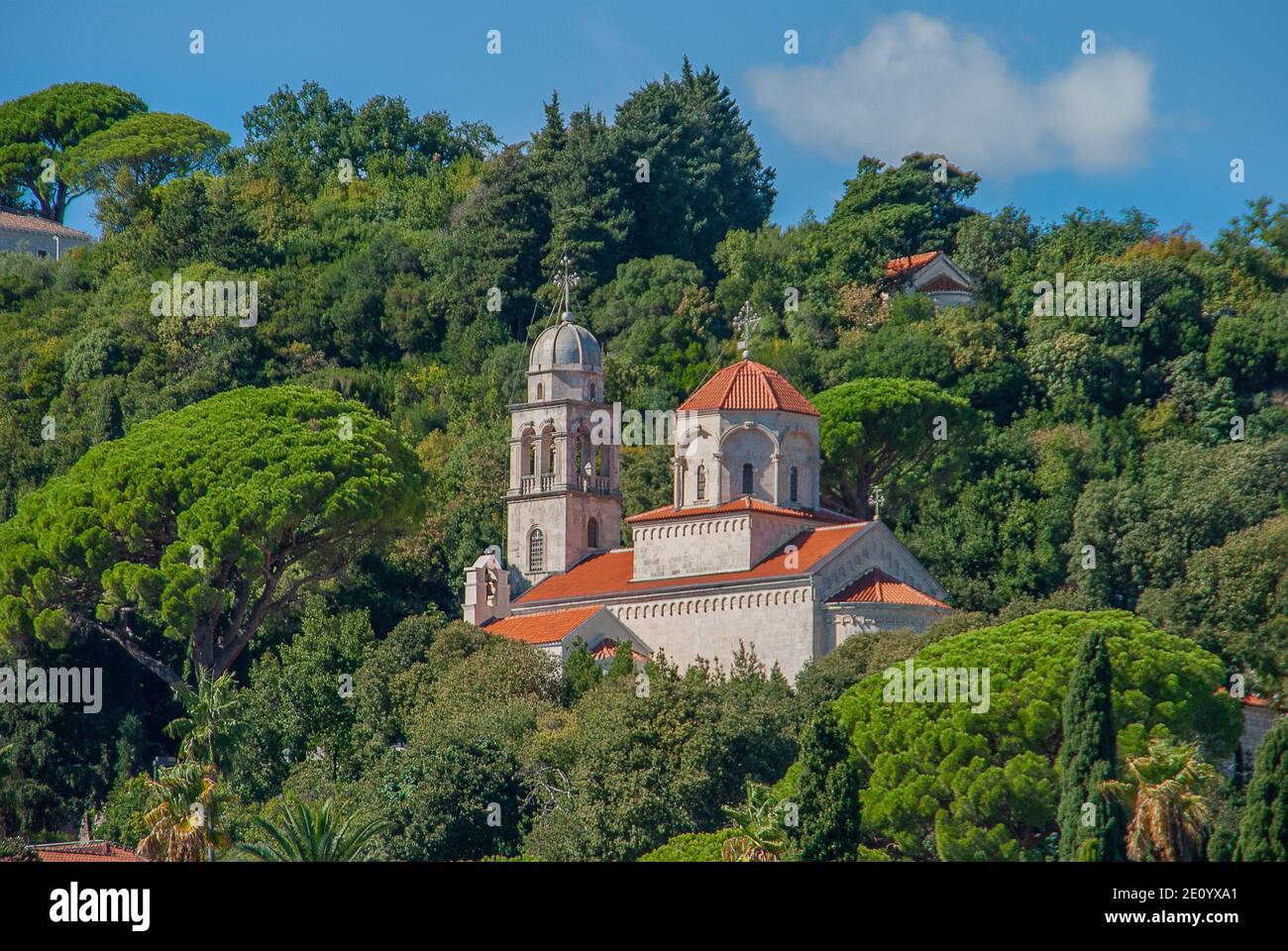 Savina Monastery surrounded by trees and greenery, Herceg Novi ...