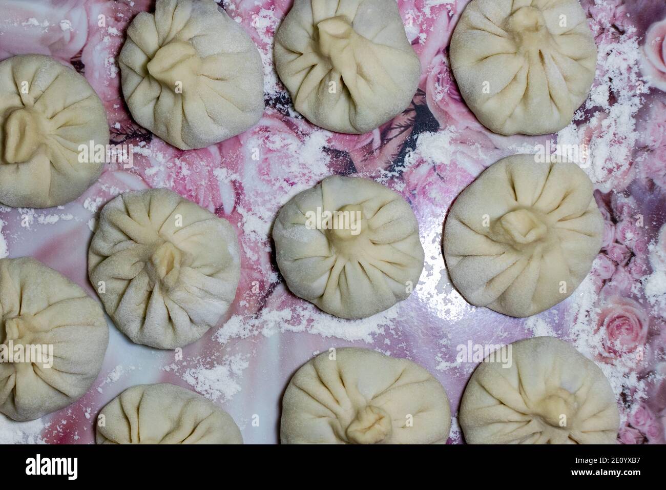 Georgian Khinkali with meat. Traditional Georgian Khinkali dish Stock ...