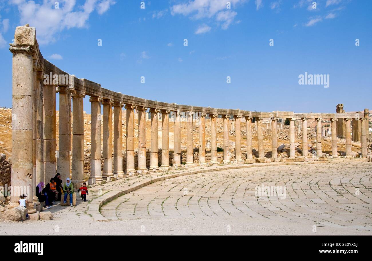 Ruins of the famous archaeological ancient city of Jerash in Jordan ...