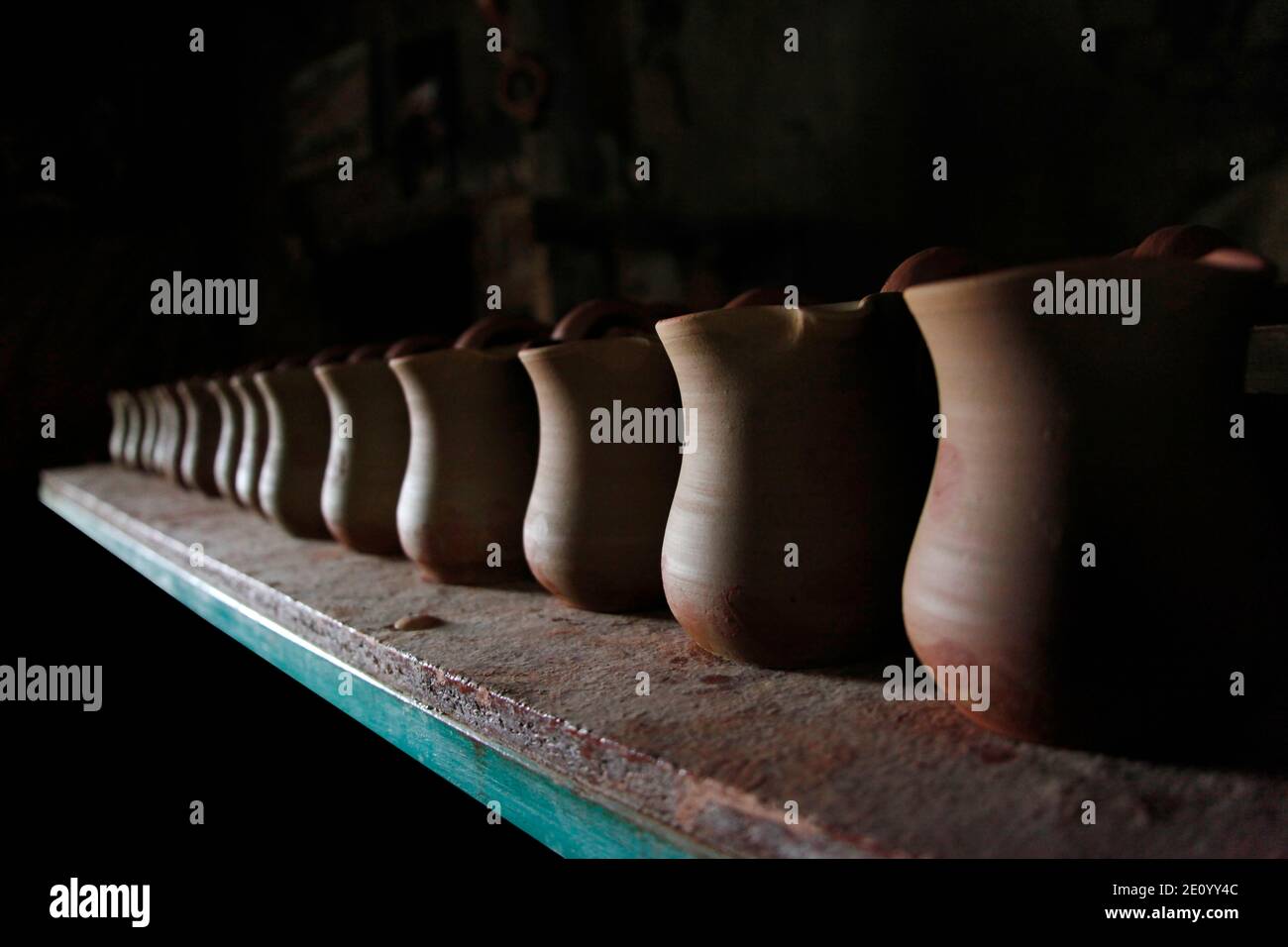 Traditional clay pot making. Handmade items. Pottery workshop Stock ...