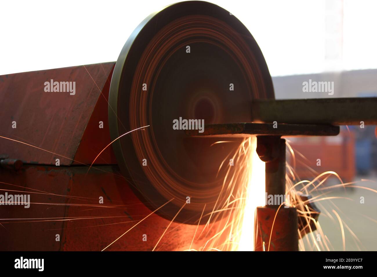 Grinding machine in the factory. Heavy industry. Industrial background ...