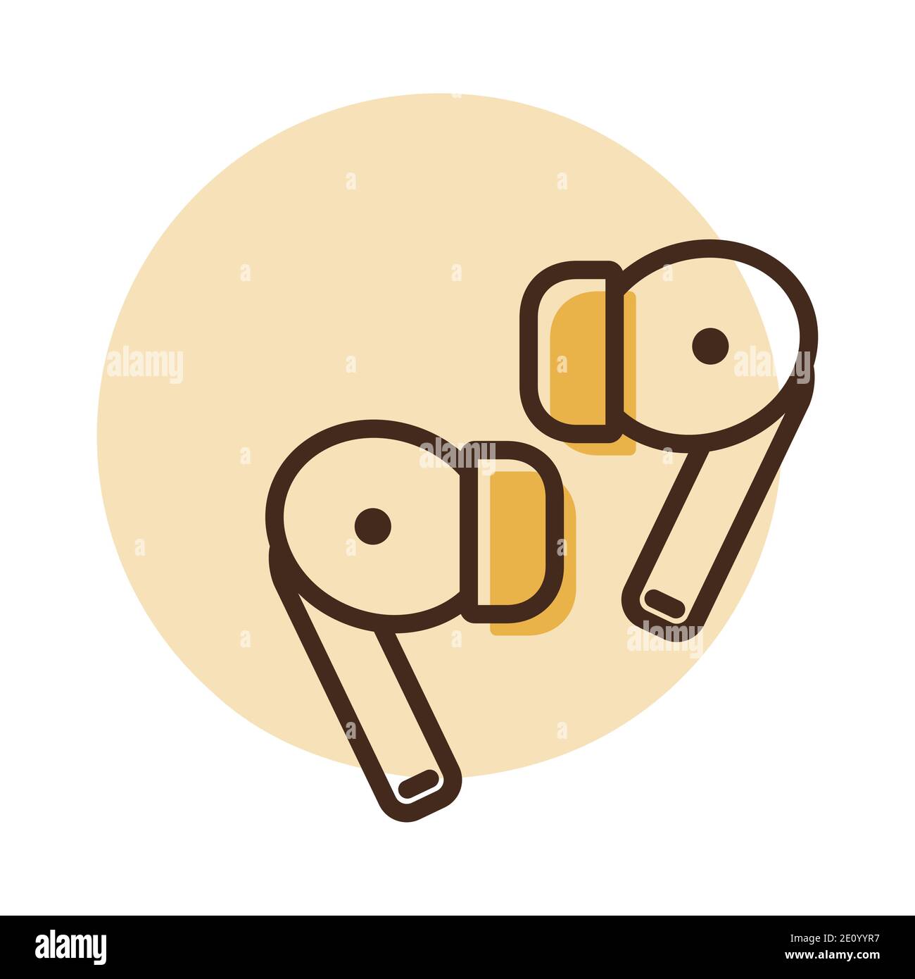 Pair of wireless earbud headphones vector icon. Graph symbol for music ...