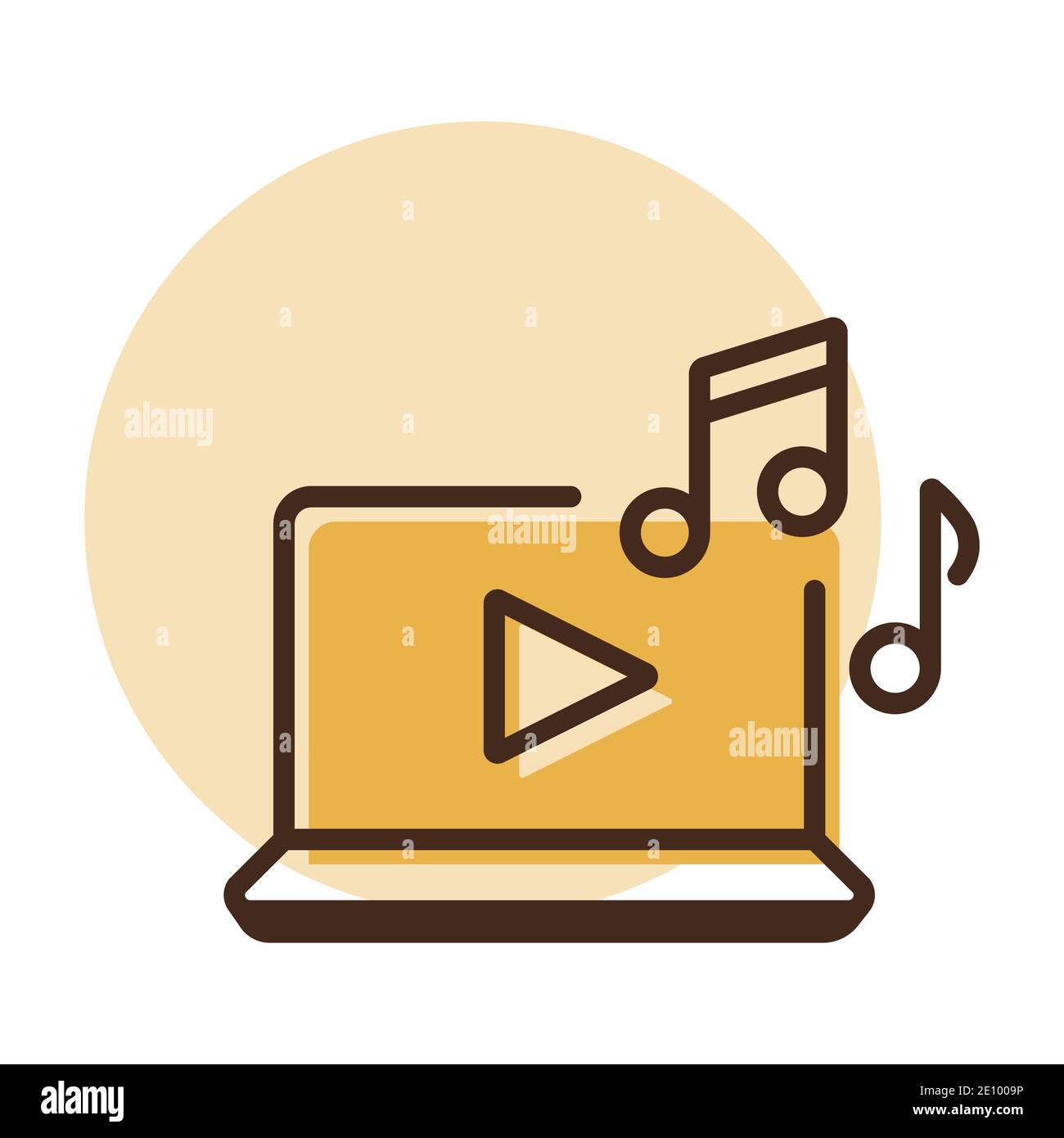 Listen to music on laptop vector icon. Music sign. Graph symbol for ...
