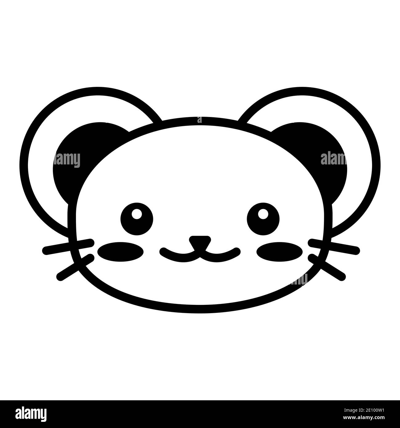 editable line, stroke, mouse face. Hand Drawn vector illustration ...