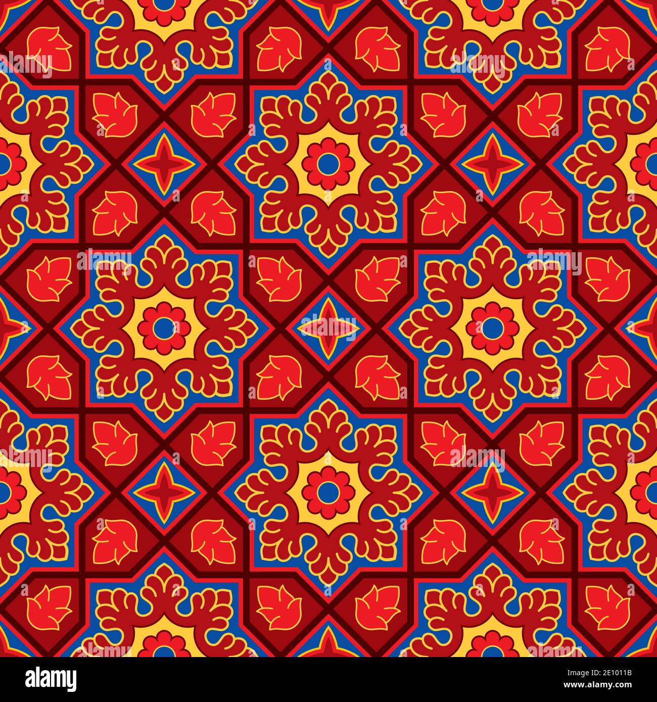 Sindhi traditional pattern background, Red & Blue Wallpaper, Vector ...