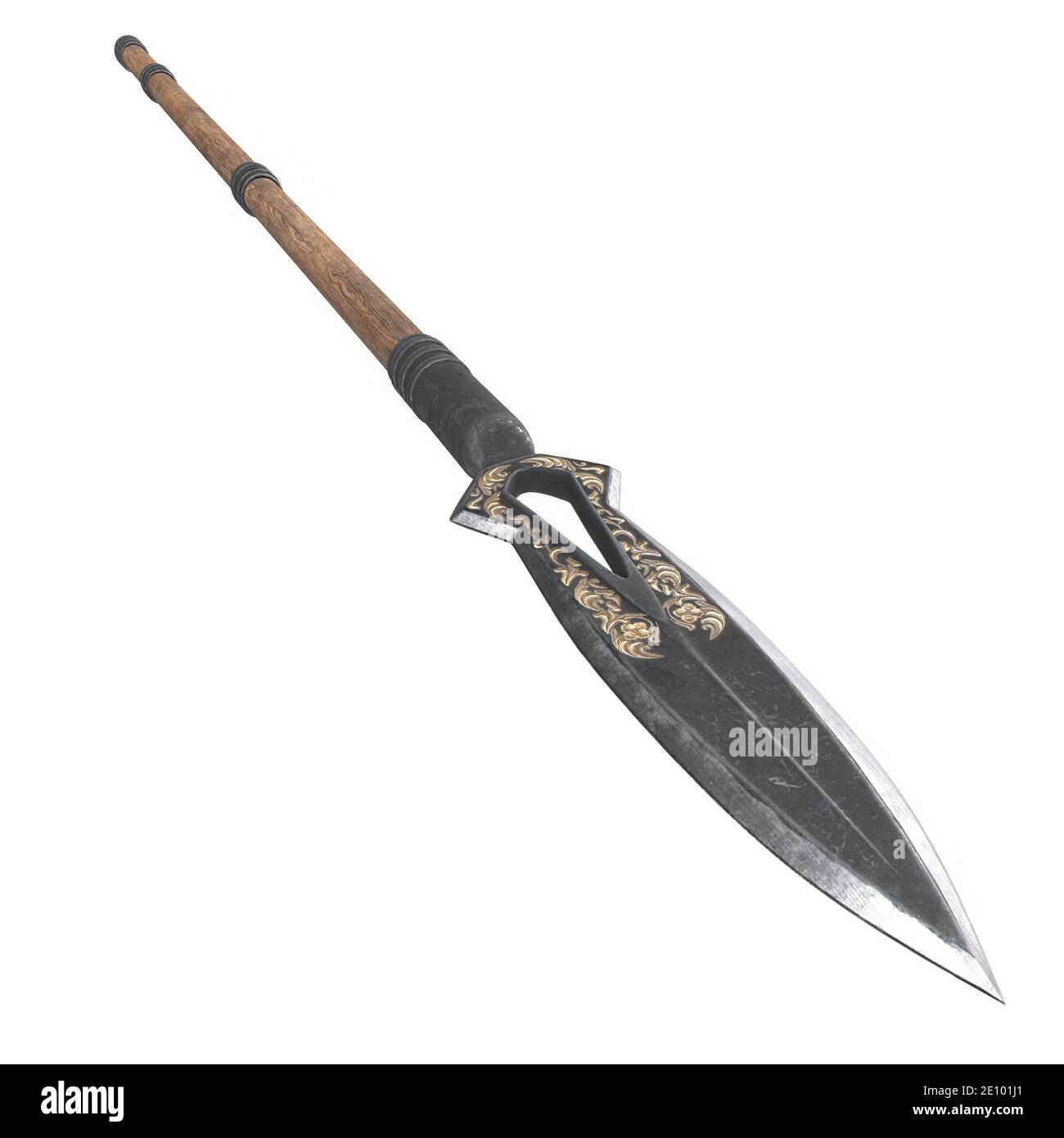 long spear, weapon, on an isolated white background. 3d illustration ...