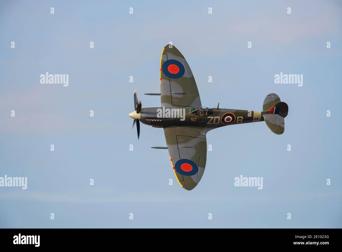 Supermarine Spitfire aircraft in flight in Royal air force markings ...
