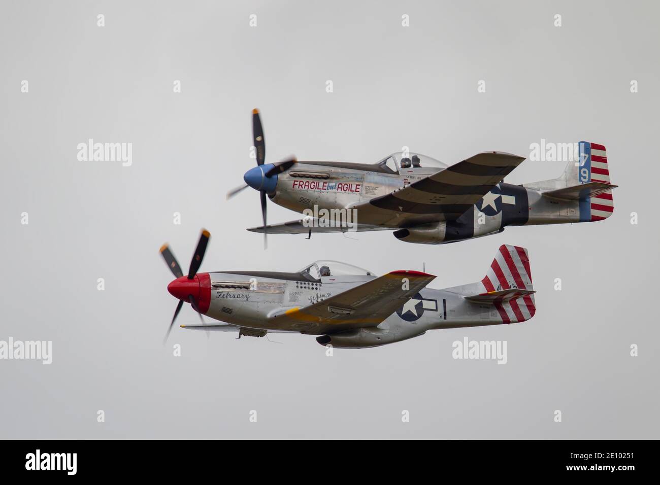 x North American Aviation P-51 Mustang two aircraft in flight in United ...