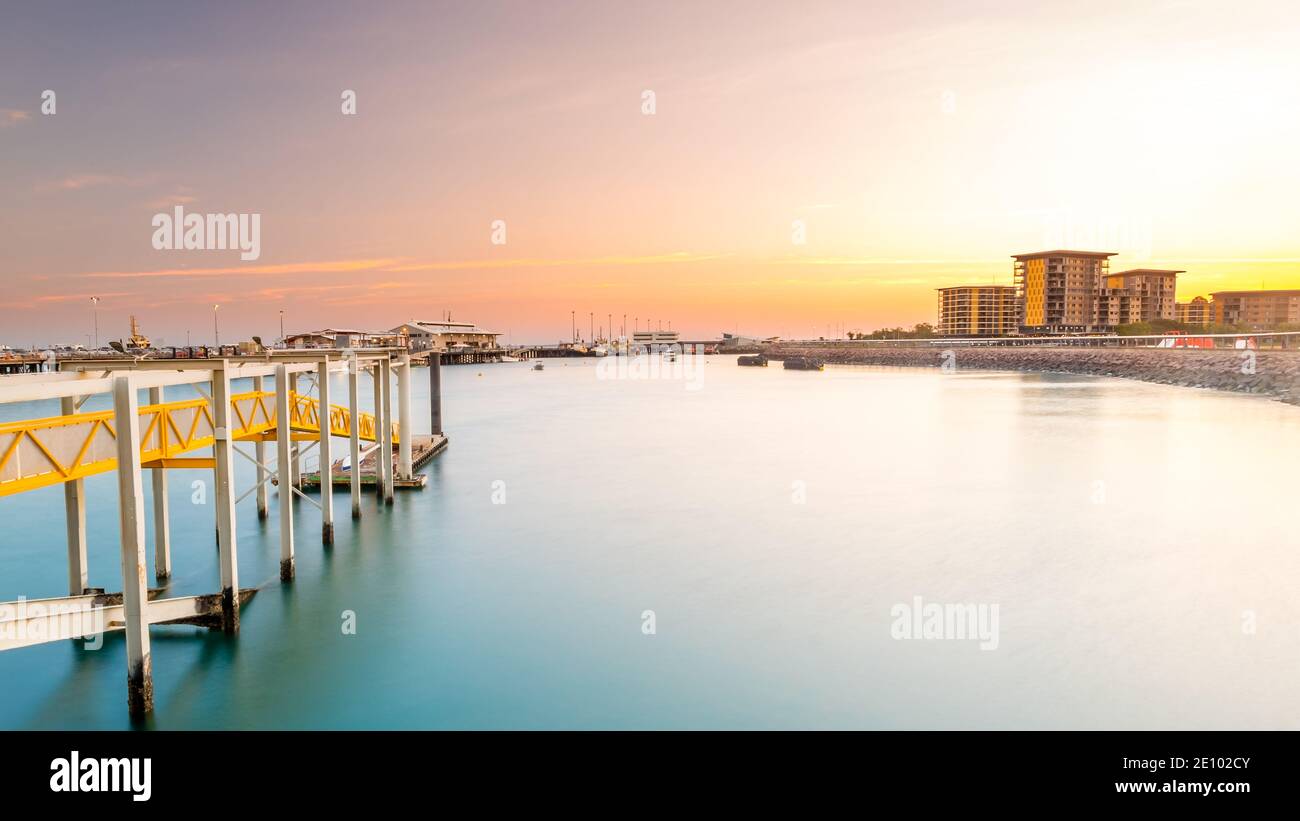 Stokes Hill Wharf and Darwin Waterfront Lagoon Stock Photo - Alamy