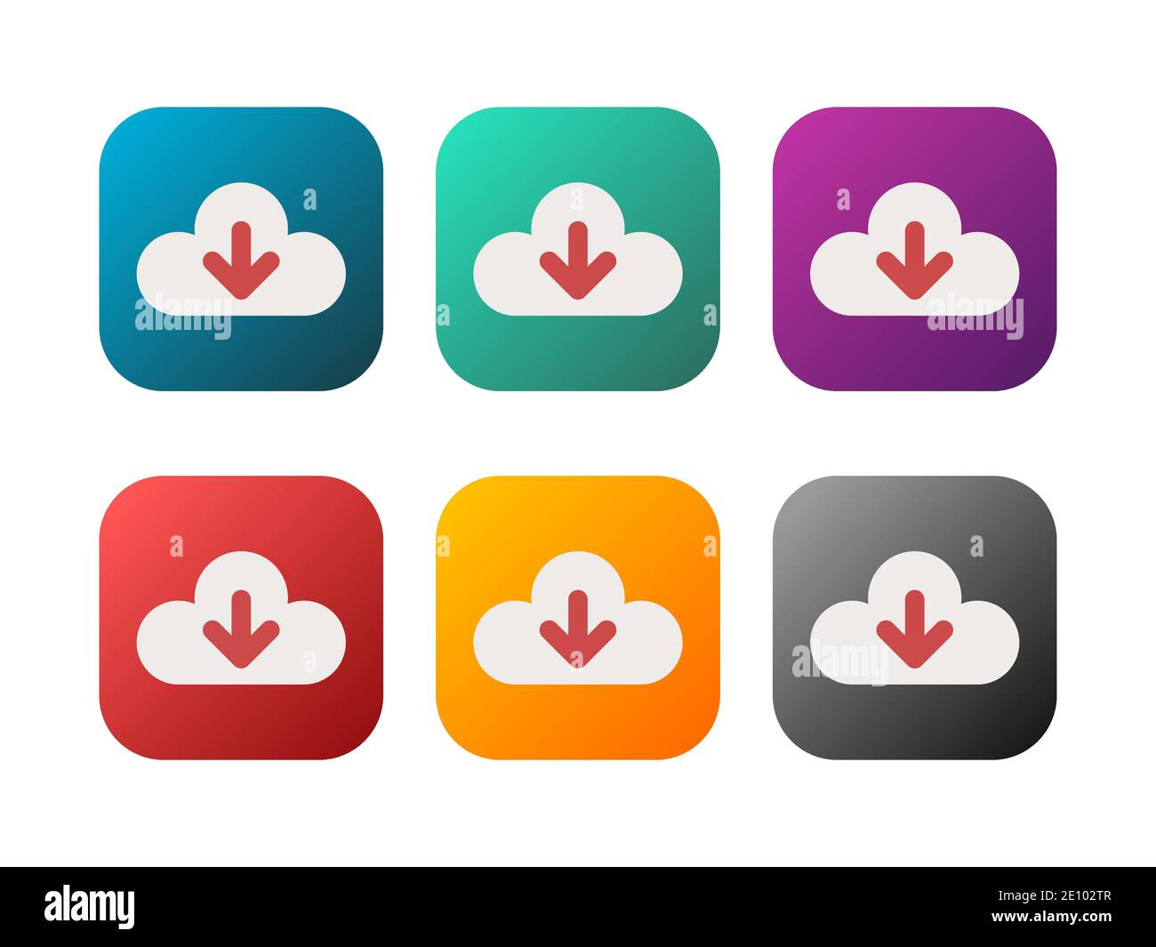 Download icon set in different colors. Colorful download button ...
