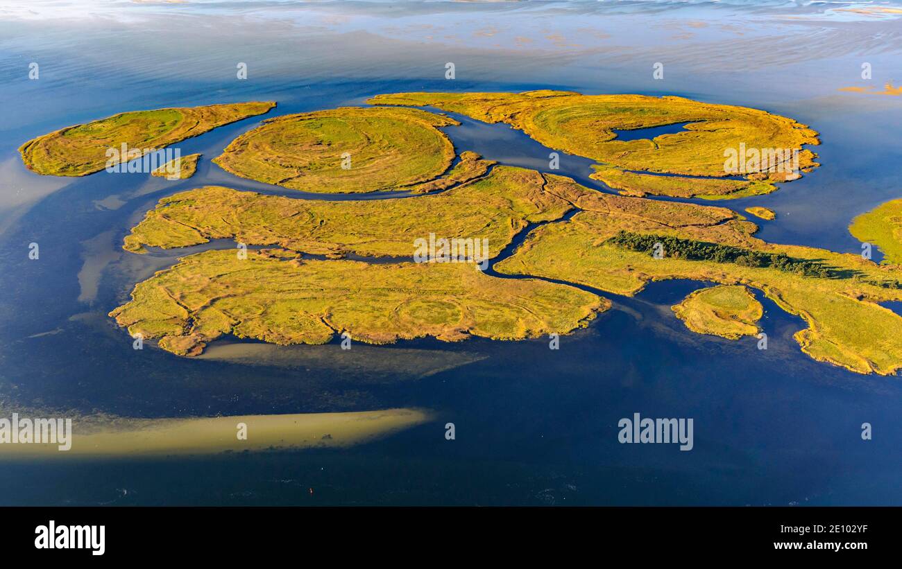 Aerial view of the Small Werder Islands in the National Park ...