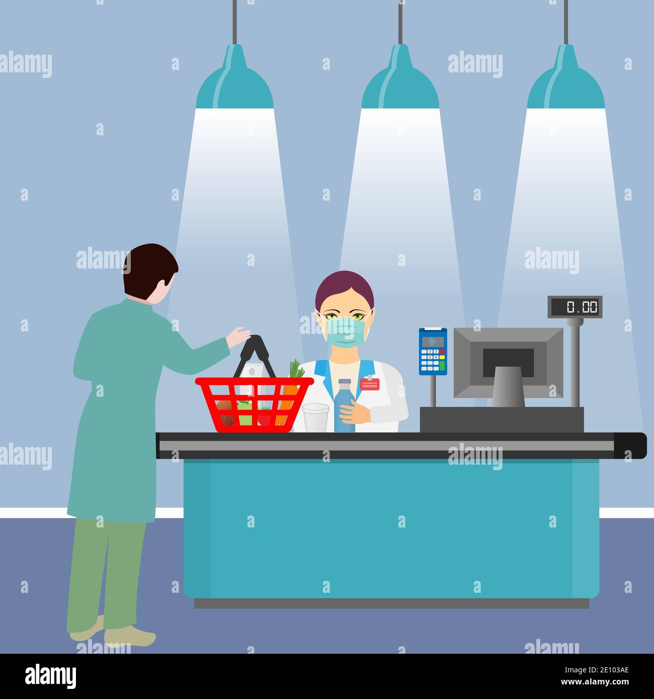 Supermarket Counter Vector