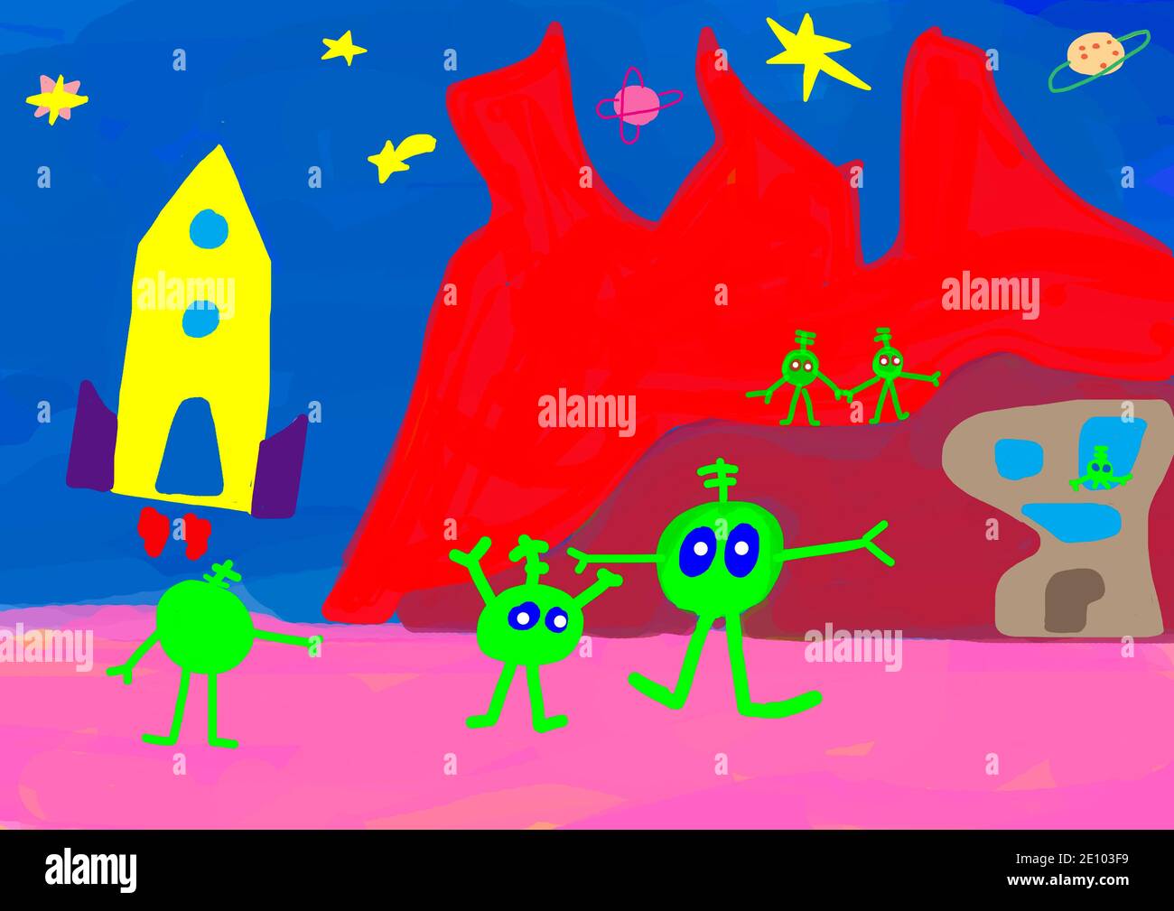 Colorful drawing space rocket in hi-res stock photography and images ...