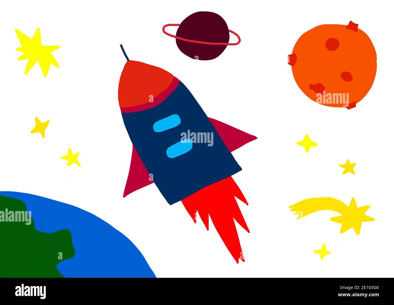 Colorful drawing space rocket in hi-res stock photography and images ...