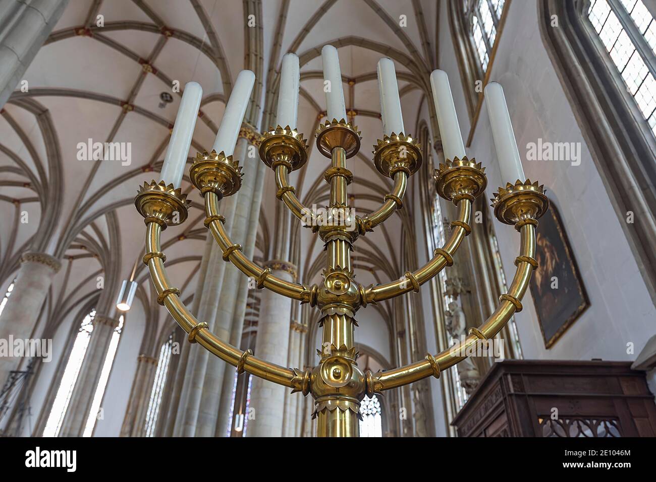 Seven-armed candlestick, menorah, in the St. Lamberti church, Münster ...