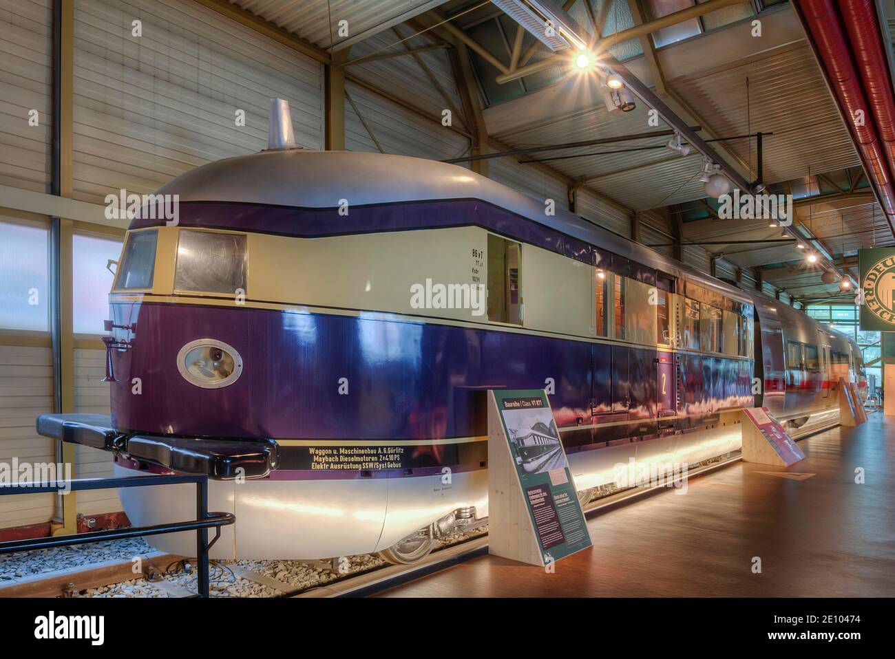 Diesel express railcar DR 877 of the Deutsche Reichsbahn, built 1930 ...